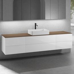 neoro n50 M&ouml;belanlage B: 220 cm mit 6 Ausz&uuml;gen, Waschtisch B: 58 cm wei&szlig; matt,, BN0065WM+2#BN0421WH+BN0423WH+BN0415WL,