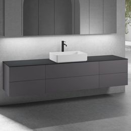 neoro n50 M&ouml;belanlage B: 220 cm mit 6 Ausz&uuml;gen, Waschtisch B: 58 cm wei&szlig; matt,, BN0065WM+2#BN0421GR+BN0423GR+BN0415BM,