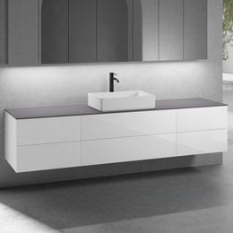 neoro n50 M&ouml;belanlage B: 220 cm mit 6 Ausz&uuml;gen, Waschtisch B: 58 cm wei&szlig; matt,, BN0065WM+2#BN0421WH+BN0423WH+BN0415GR,