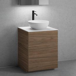 neoro n50 Unterschrank B: 60 cm mit 3 Ausz&uuml;gen, Waschtisch &Oslash; 40 cm wei&szlig; matt,, BN0064WM+BN0451WL+BN0401WM,