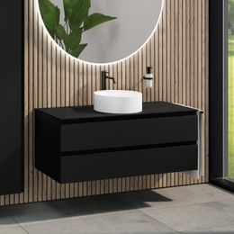 rivea Dia Unterschrank B: 120 mit 2 Ausz&uuml;gen, Waschtisch &Oslash; 38 cm wei&szlig; matt, BR0535WM+BR0034BM+BN0404BM,