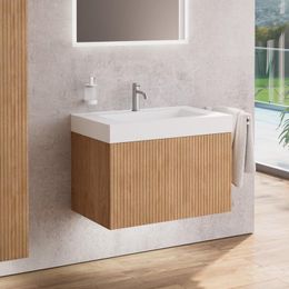 neoro n50 stripes Unterschrank B: 80 cm mit 1 Auszug, eiche profiliert, Waschtisch area, BN0482BPO+BN0153WM,
