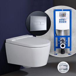 Geberit AquaClean Sela Komplett-SET Dusch-WC mit neeos Vorwandelement,, 146220111+16601CR#SET,