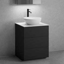 neoro n50 Unterschrank B: 60 cm mit 3 Ausz&uuml;gen, Waschtisch &Oslash; 45 cm wei&szlig; matt,, BN0106WM+BN0451BM+BN0401WH,