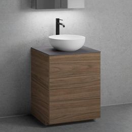 neoro n50 Unterschrank B: 60 cm mit 3 Ausz&uuml;gen, Waschtisch &Oslash; 40 cm wei&szlig; matt,, BN0064WM+BN0451WL+BN0401GR,