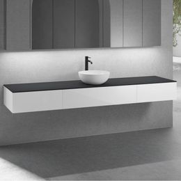neoro n50 M&ouml;belanlage B: 220 cm mit 3 Ausz&uuml;gen, Waschtisch &Oslash; 45 cm wei&szlig; matt,, BN0106WM+2#BN0411WH+BN0413WH+BN0415BM,