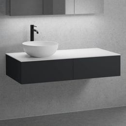 neoro n50 M&ouml;belanlage B: 120 cm mit 2 Ausz&uuml;gen, Waschtisch &Oslash; 45 cm wei&szlig; matt,, BN0106WM+2#BN0411BM+BN0404WH,