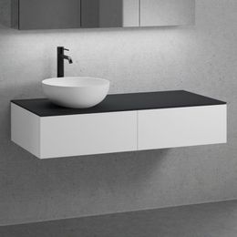 neoro n50 M&ouml;belanlage B: 120 cm mit 2 Ausz&uuml;gen, Waschtisch &Oslash; 45 cm wei&szlig; matt,, BN0106WM+2#BN0411WM+BN0404BM,