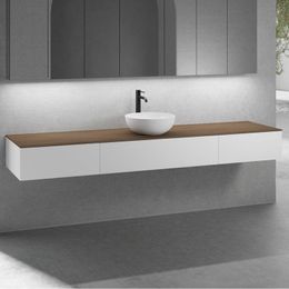 neoro n50 M&ouml;belanlage B: 220 cm mit 3 Ausz&uuml;gen, Waschtisch &Oslash; 45 cm wei&szlig; matt,, BN0106WM+2#BN0411WM+BN0413WM+BN0415WL,