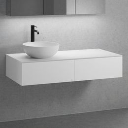 neoro n50 M&ouml;belanlage B: 120 cm mit 2 Ausz&uuml;gen, Waschtisch &Oslash; 40 cm wei&szlig; matt,, BN0064WM+2#BN0411WM+BN0404WH,