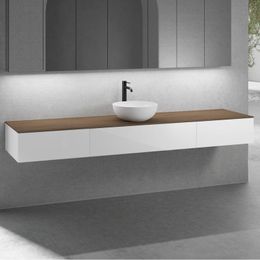 neoro n50 M&ouml;belanlage B: 220 cm mit 3 Ausz&uuml;gen, Waschtisch &Oslash; 40 cm wei&szlig; matt,, BN0064WM+2#BN0411WH+BN0413WH+BN0415WL,