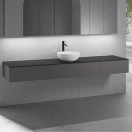 neoro n50 M&ouml;belanlage B: 220 cm mit 3 Ausz&uuml;gen, Waschtisch &Oslash; 40 cm wei&szlig; matt,, BN0064WM+2#BN0411GR+BN0413GR+BN0415BM,