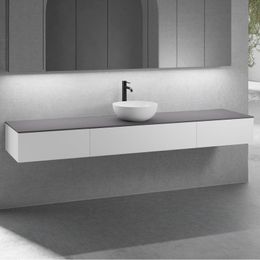 neoro n50 M&ouml;belanlage B: 220 cm mit 3 Ausz&uuml;gen, Waschtisch &Oslash; 45 cm wei&szlig; matt,, BN0106WM+2#BN0411WM+BN0413WM+BN0415GR,