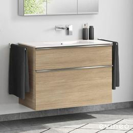 Duravit ME by Starck Waschtisch, evineo ineo4 Unterschrank B: 103 cm, 2 Auszüge, mit Griff,, 23361000601+BE0267OA,