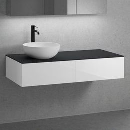 neoro n50 M&ouml;belanlage B: 120 cm mit 2 Ausz&uuml;gen, Waschtisch &Oslash; 45 cm wei&szlig; matt,, BN0106WM+2#BN0411WH+BN0404BM,