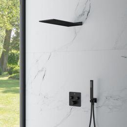 Mariner Duschsystem mit Eden edge Thermostat inkl. Grundk&ouml;rper, Regenpaneel mit 1 Strahlart und Metall-Brauseset, EDE2902-NO#Set5,