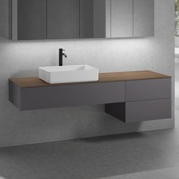 neoro n50 M&ouml;belanlage B: 180 cm mit 3 Ausz&uuml;gen, Waschtisch B: 58 cm wei&szlig; matt,, BN0065WM+BN0414GR+BN0421GR+BN0409WL,