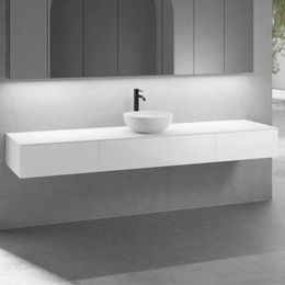neoro n50 M&ouml;belanlage B: 220 cm mit 3 Ausz&uuml;gen, Waschtisch &Oslash; 45 cm wei&szlig; matt,, BN0106WM+2#BN0411WH+BN0413WH+BN0415WM,