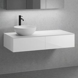 neoro n50 M&ouml;belanlage B: 120 cm mit 2 Ausz&uuml;gen, Waschtisch &Oslash; 40 cm wei&szlig; matt,, BN0064WM+2#BN0411WH+BN0404WM,
