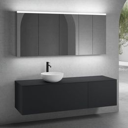 neoro n50 M&ouml;belanlage B: 180 cm mit 2 Ausz&uuml;gen, Waschtisch &Oslash; 45 cm wei&szlig; matt, mit Spiegelschrank,,