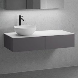 neoro n50 M&ouml;belanlage B: 120 cm mit 2 Ausz&uuml;gen, Waschtisch &Oslash; 40 cm wei&szlig; matt,, BN0064WM+2#BN0411GR+BN0404WM,