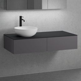 neoro n50 M&ouml;belanlage B: 120 cm mit 2 Ausz&uuml;gen, Waschtisch &Oslash; 45 cm wei&szlig; matt,, BN0106WM+2#BN0411GR+BN0404BM,