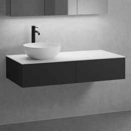 neoro n50 M&ouml;belanlage B: 120 cm mit 2 Ausz&uuml;gen, Waschtisch &Oslash; 40 cm wei&szlig; matt,, BN0064WM+2#BN0411BM+BN0404WM,
