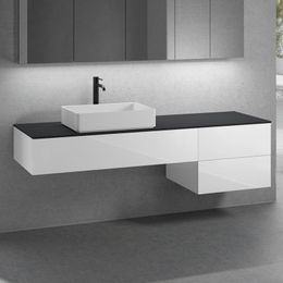 neoro n50 M&ouml;belanlage B: 180 cm mit 3 Ausz&uuml;gen, Waschtisch B: 58 cm wei&szlig; matt,, BN0065WM+BN0414WH+BN0421WH+BN0409BM,