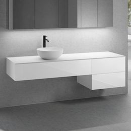 neoro n50 M&ouml;belanlage B: 180 cm mit 3 Ausz&uuml;gen, Waschtisch &Oslash; 40 cm wei&szlig; matt,, BN0064WM+BN0414WH+BN0421WH+BN0409WM,