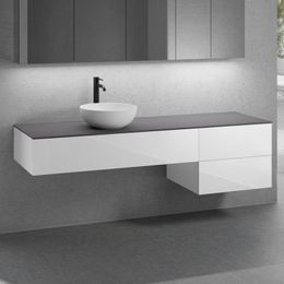 neoro n50 M&ouml;belanlage B: 180 cm mit 3 Ausz&uuml;gen, Waschtisch &Oslash; 40 cm wei&szlig; matt,, BN0064WM+BN0414WH+BN0421WH+BN0409GR,