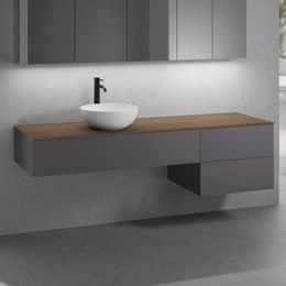 neoro n50 M&ouml;belanlage B: 180 cm mit 3 Ausz&uuml;gen, Waschtisch &Oslash; 40 cm wei&szlig; matt,, BN0064WM+BN0414GR+BN0421GR+BN0409WL,