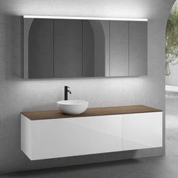 neoro n50 M&ouml;belanlage B: 180 cm mit 2 Ausz&uuml;gen, Waschtisch &Oslash; 45 cm wei&szlig; matt, mit Spiegelschrank,,