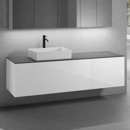 neoro n50 M&ouml;belanlage B: 180 cm mit 2 Ausz&uuml;gen, Waschtisch B: 58 cm wei&szlig; matt,, BN0065WM+BN0434WH+BN0431WH+BN0409GR,