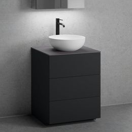 neoro n50 Unterschrank B: 60 cm mit 3 Ausz&uuml;gen, Waschtisch &Oslash; 45 cm wei&szlig; matt,, BN0106WM+BN0451BM+BN0401GR,