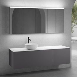 neoro n50 M&ouml;belanlage B: 180 cm mit 2 Ausz&uuml;gen, Waschtisch &Oslash; 40 cm wei&szlig; matt, mit Spiegelschrank,,