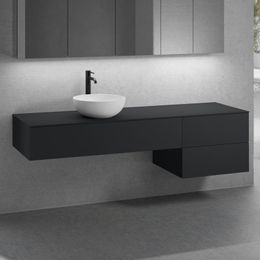 neoro n50 M&ouml;belanlage B: 180 cm mit 3 Ausz&uuml;gen, Waschtisch &Oslash; 40 cm wei&szlig; matt,, BN0064WM+BN0414BM+BN0421BM+BN0409BM,