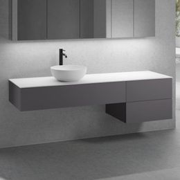 neoro n50 M&ouml;belanlage B: 180 cm mit 3 Ausz&uuml;gen, Waschtisch &Oslash; 45 cm wei&szlig; matt,, BN0106WM+BN0414GR+BN0421GR+BN0409WM,