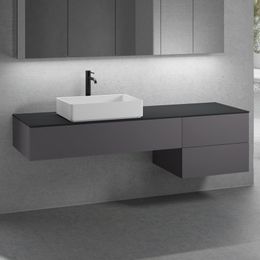 neoro n50 M&ouml;belanlage B: 180 cm mit 3 Ausz&uuml;gen, Waschtisch B: 58 cm wei&szlig; matt,, BN0065WM+BN0414GR+BN0421GR+BN0409BM,