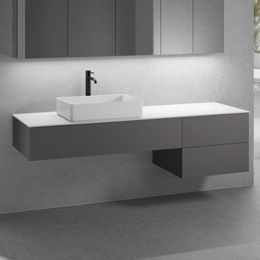 neoro n50 M&ouml;belanlage B: 180 cm mit 3 Ausz&uuml;gen, Waschtisch B: 58 cm wei&szlig; matt,, BN0065WM+BN0414GR+BN0421GR+BN0409WM,