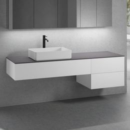 neoro n50 M&ouml;belanlage B: 180 cm mit 3 Ausz&uuml;gen, Waschtisch B: 58 cm wei&szlig; matt,, BN0065WM+BN0414WM+BN0421WM+BN0409GR,