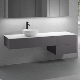 neoro n50 M&ouml;belanlage B: 180 cm mit 3 Ausz&uuml;gen, Waschtisch &Oslash; 40 cm wei&szlig; matt,, BN0064WM+BN0414GR+BN0421GR+BN0409WH,