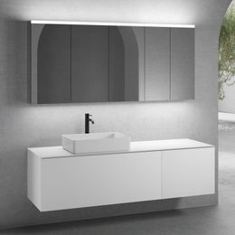 neoro n50 M&ouml;belanlage B: 180 cm mit 2 Ausz&uuml;gen, Waschtisch B: 58 cm wei&szlig; matt, mit Spiegelschrank,,