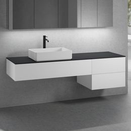 neoro n50 M&ouml;belanlage B: 180 cm mit 3 Ausz&uuml;gen, Waschtisch B: 58 cm wei&szlig; matt,, BN0065WM+BN0414WM+BN0421WM+BN0409BM,