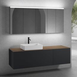 neoro n50 M&ouml;belanlage B: 180 cm mit 2 Ausz&uuml;gen, Waschtisch B: 58 cm wei&szlig; matt, mit Spiegelschrank,,