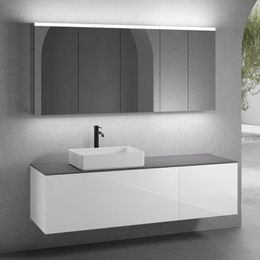 neoro n50 M&ouml;belanlage B: 180 cm mit 2 Ausz&uuml;gen, Waschtisch B: 58 cm wei&szlig; matt, mit Spiegelschrank,,