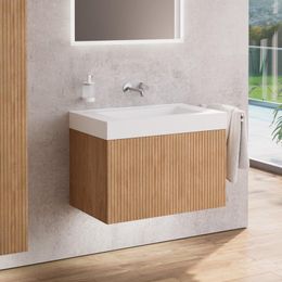 neoro n50 stripes Unterschrank B: 80 cm mit 1 Auszug, eiche profiliert, Waschtisch area, BN0482BPO+BN0158WM,