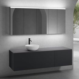 neoro n50 M&ouml;belanlage B: 180 cm mit 2 Ausz&uuml;gen, Waschtisch &Oslash; 40 cm wei&szlig; matt, mit Spiegelschrank,,