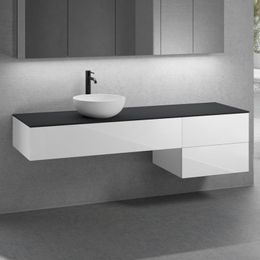 neoro n50 M&ouml;belanlage B: 180 cm mit 3 Ausz&uuml;gen, Waschtisch &Oslash; 45 cm wei&szlig; matt,, BN0106WM+BN0414WH+BN0421WH+BN0409BM,