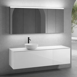 neoro n50 M&ouml;belanlage B: 180 cm mit 2 Ausz&uuml;gen, Waschtisch &Oslash; 45 cm wei&szlig; matt, mit Spiegelschrank,,