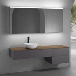 neoro n50 M&ouml;belanlage B: 180 cm mit 3 Ausz&uuml;gen, Waschtisch &Oslash; 45 cm wei&szlig; matt, mit Spiegelschrank,,